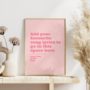 Personalised Music Poster, Custom Lyrics Print, Colourful Wall Art ...