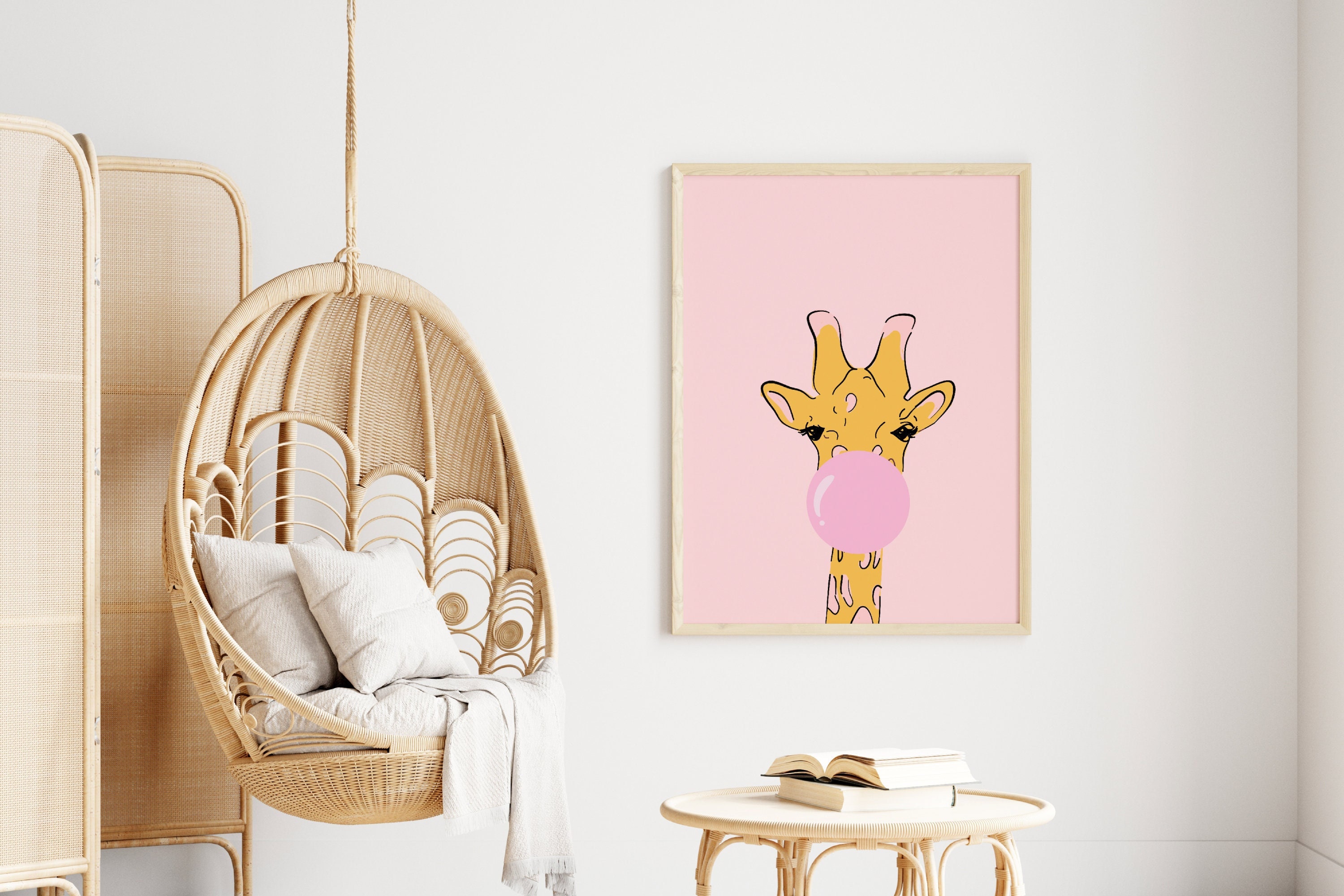 Giraffe Pink Print Design, Animal Wall Art, Nursery Decor, Gallery Wall ...