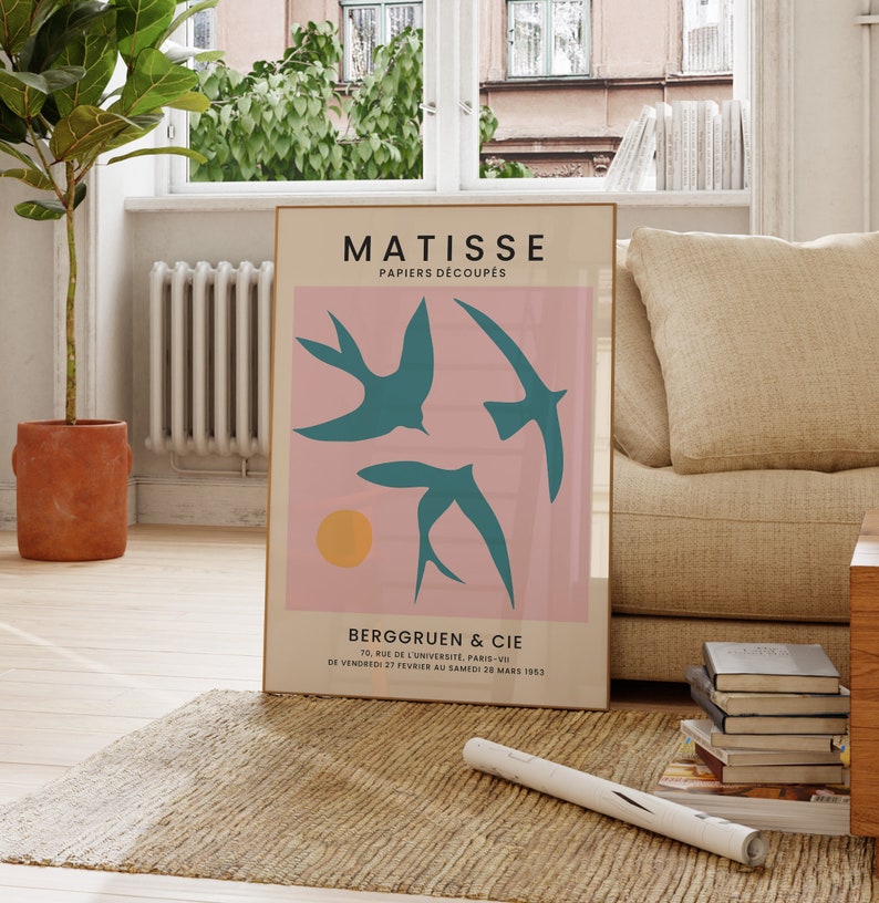 Henri Matisse Birds Print, Pink and Blue, Nature Animals, Modern ...