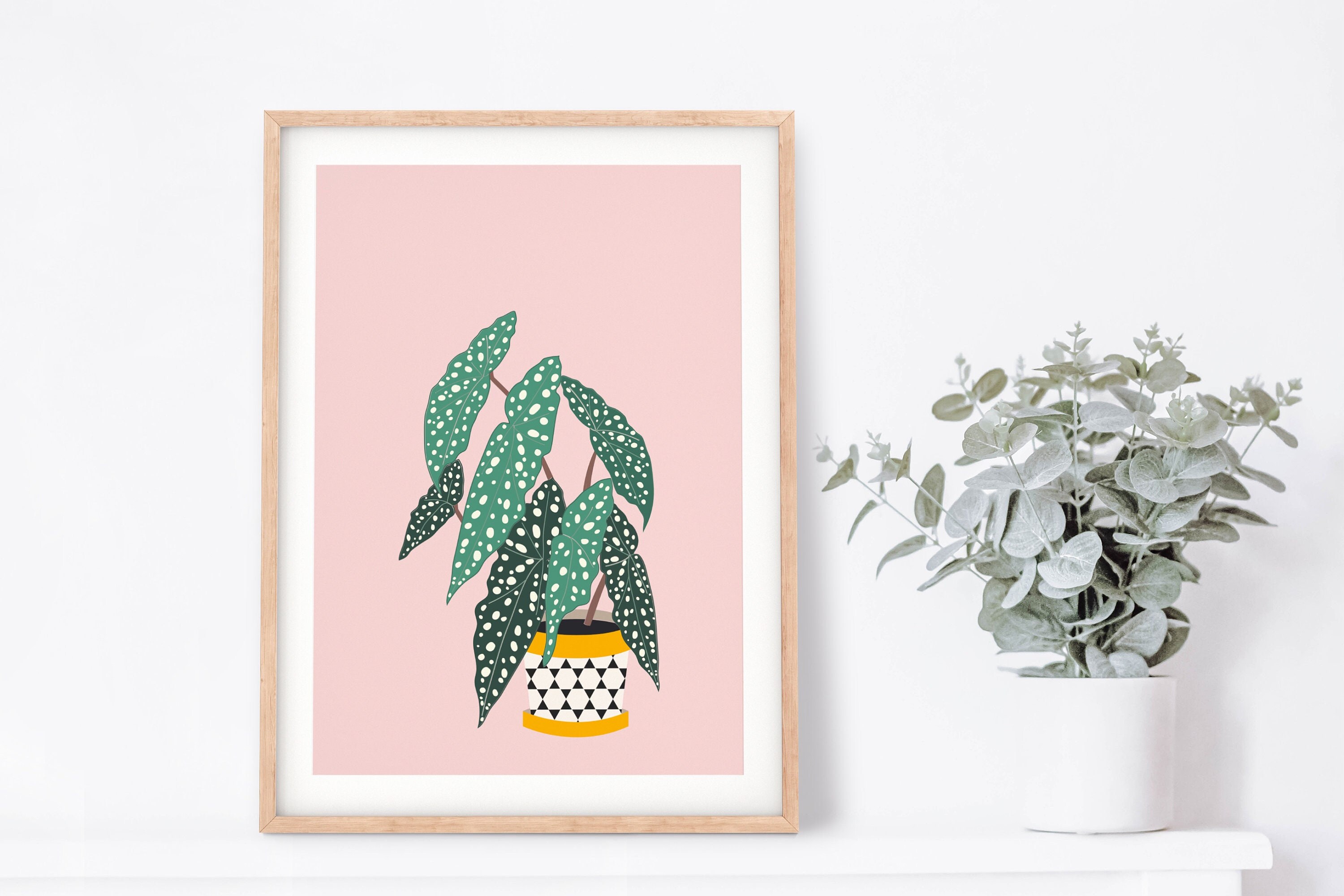 Pink Plant Print Flower Wall Art Gallery Wall Living Room/ - Etsy