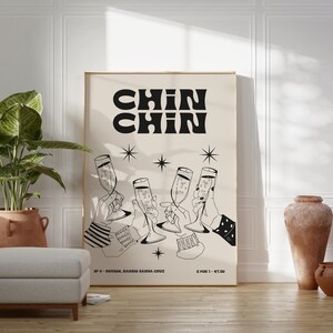 Chin Chin Drinks Print, Celebration Illustration, Alcohol Poster, Bar ...
