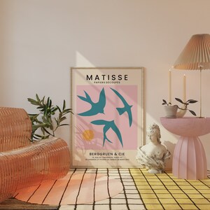 Henri Matisse Birds Print, Pink and Blue, Nature Animals, Modern ...