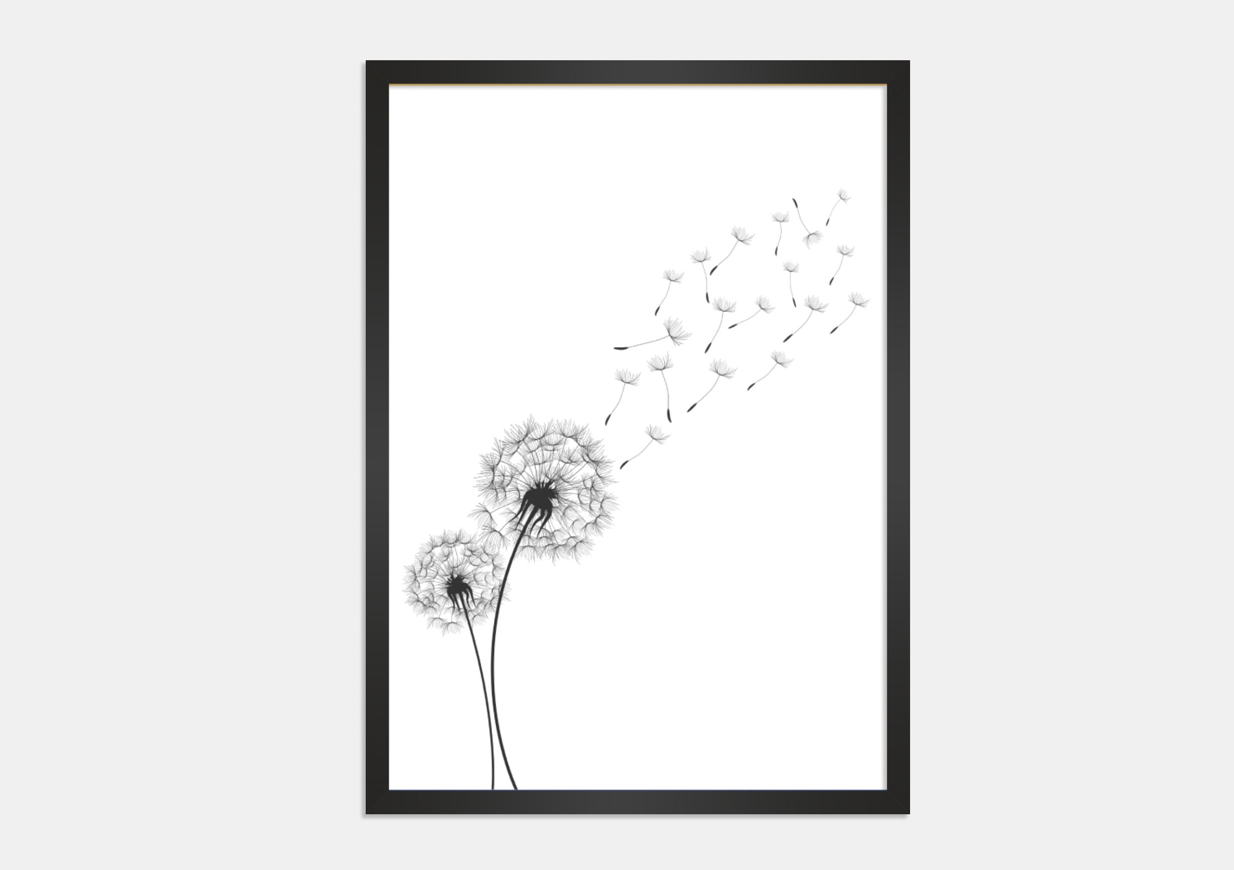 Dandelion Flower Print Black and White Poster Wall Art Home | Etsy