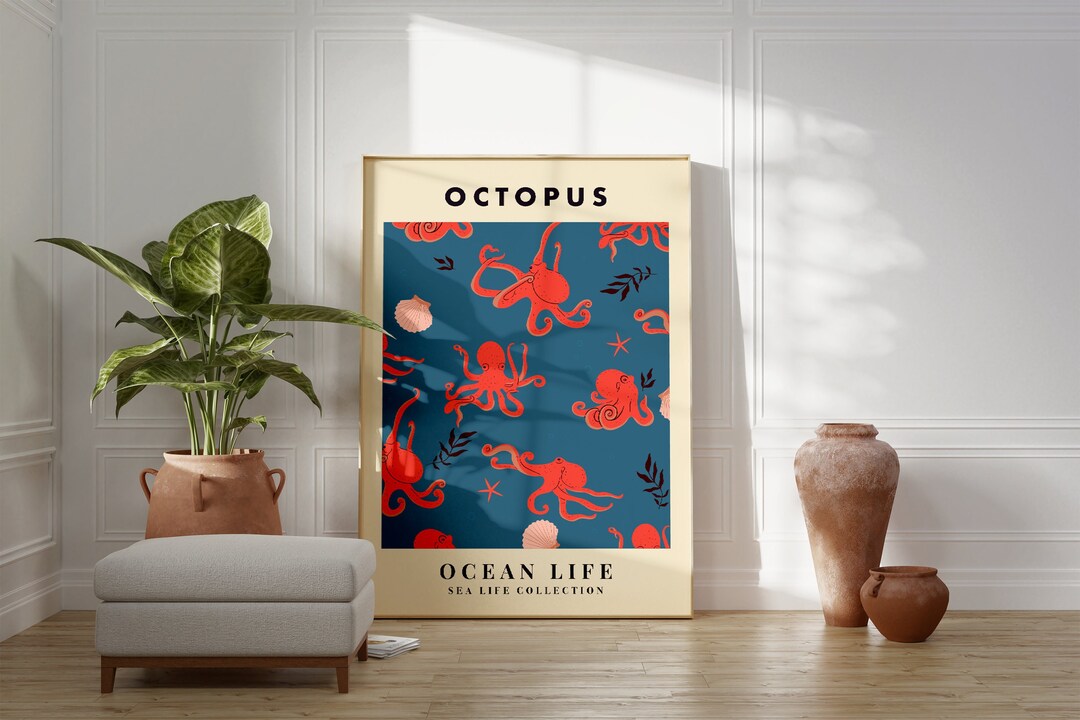 Octopus Ocean Life Print, Animal Wall Print, Sea Life Poster, Bedroom ...