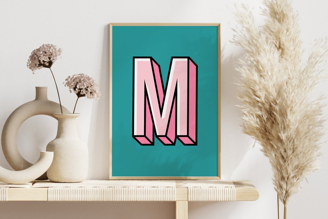 Custom Letter Print, Personalised Alphabet Print, Colourful Initials ...