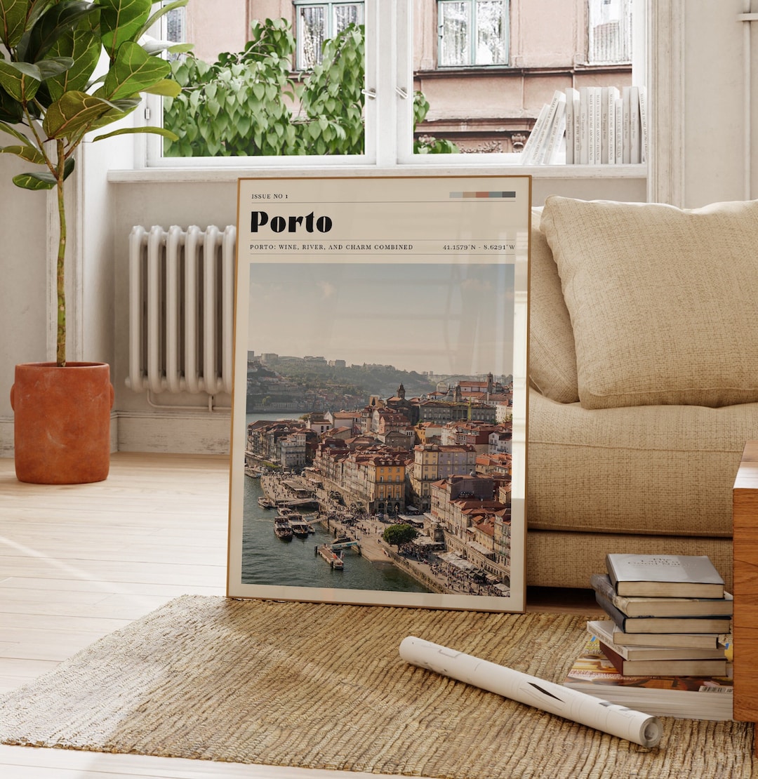 Porto Travel Print, Portugal Poster, Cityscape, Vintage Design, Kitchen ...