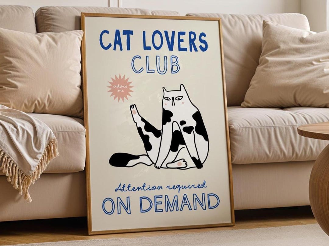 Cat Quote Poster, Funny Feline Wall Art, Cat Lovers Club, Modern Print ...