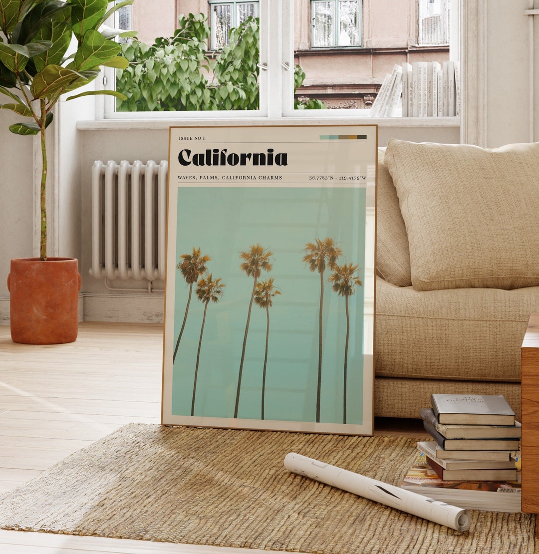 California Poster, Palm Trees, Tranquil Vibes, Bedroom Decor, Travel ...