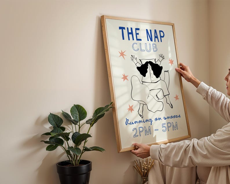 Nap Club Poster, Funny Sleep Quote Wall Art, Cozy Bedroom Decor ...