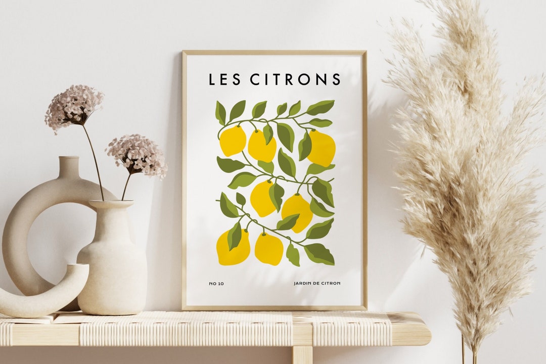 Art mural citron, impression Les Citrons, art de la cuisine jaune ...