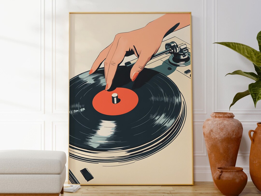 Printable Vintage Vinyl Music Poster, Retro Digital Art, Minimalist ...