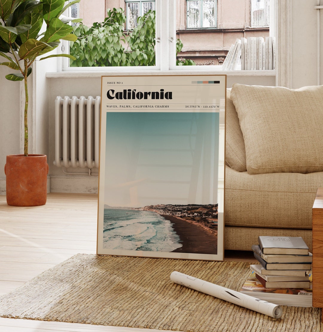 California Poster, Beach, Coastal, Fun Bar Art, American Beach Art ...