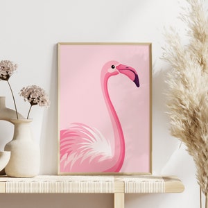 Flamingo Print, Pink Animal Poster, Fun Prints, Living Room/ Bedroom ...