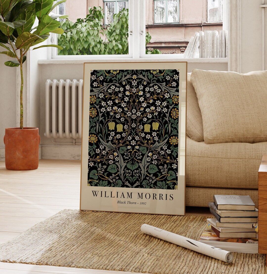 William Morris Black Thorn Print, Flower Poster, Vintage Floral Wall ...