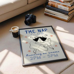 Nap Club Poster, Funny Sleep Quote Wall Art, Cozy Bedroom Decor ...