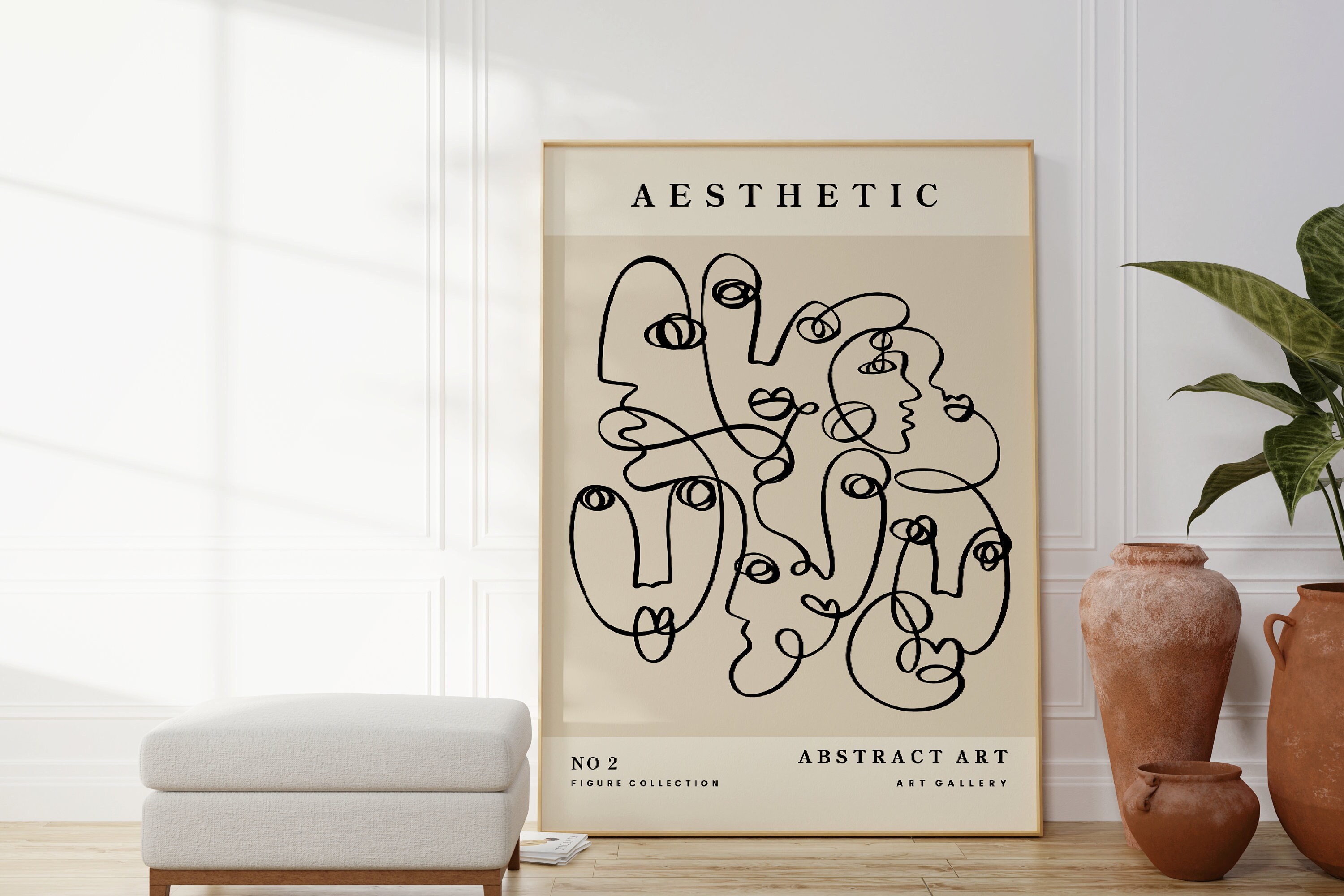 Minimalist Face Print Abstract Poster Line Drawing Mid - Etsy
