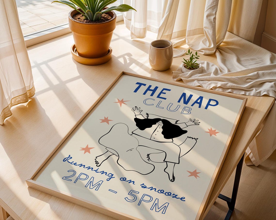 Nap Club Poster, Funny Sleep Quote Wall Art, Cozy Bedroom Decor ...