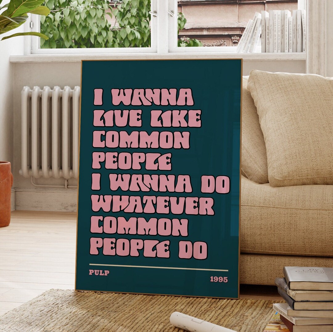 Common People Pulp Music Poster, 90's Music Prints, Personalised Gift ...