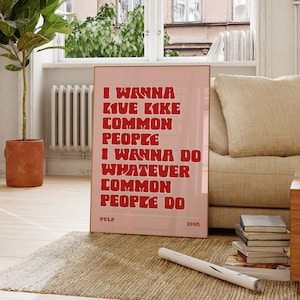 Common People Pulp Music Poster, 90's Music Prints, Personalised Gift ...