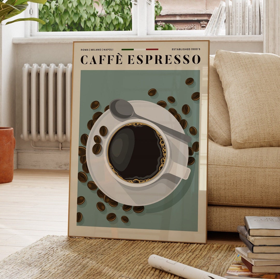 Coffee Poster, Espresso Wall Art, Kitchen Print, Italian Coffee Art ...