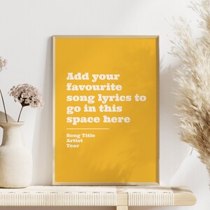 Personalised Music Poster, Custom Lyrics Print, Colourful Wall Art ...