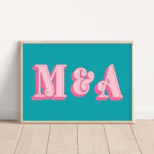 Couples Personalised Letter Print, Anniversary Gift, Custom Alphabet ...