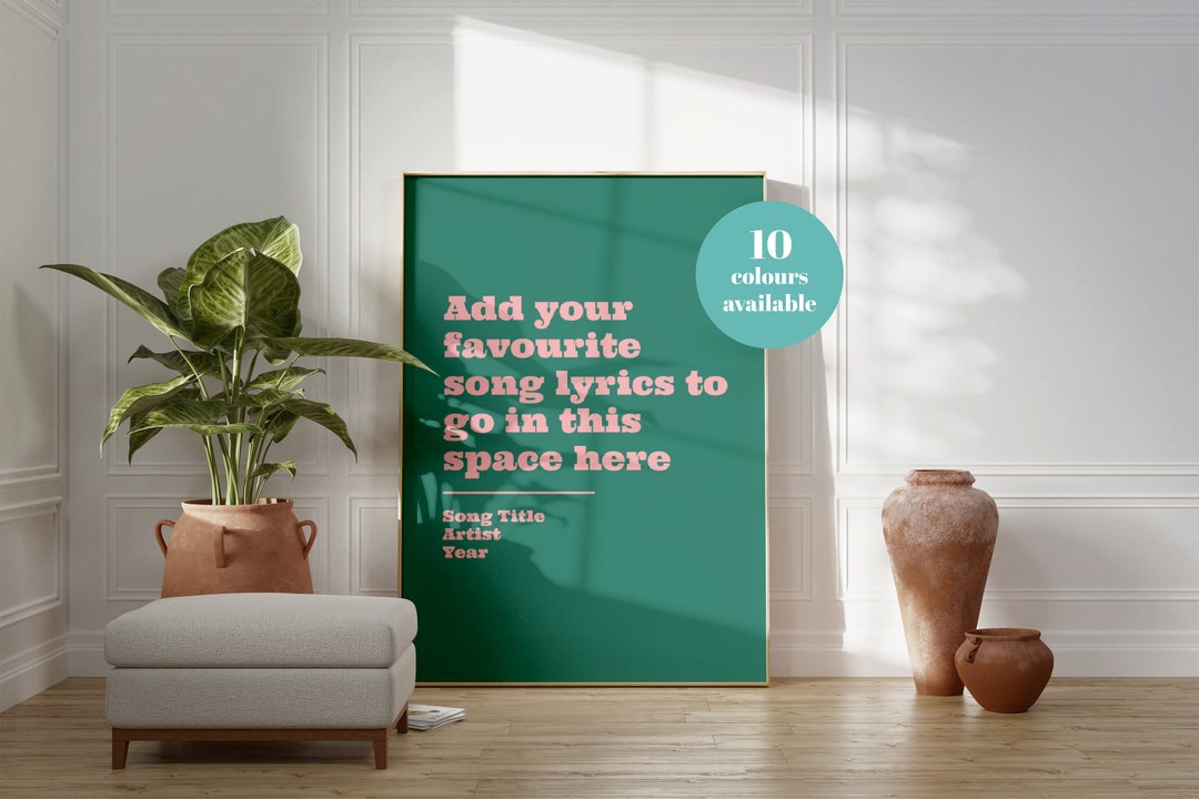 Custom Lyrics Music Poster, Personalised Print, Birthday, Anniversary ...