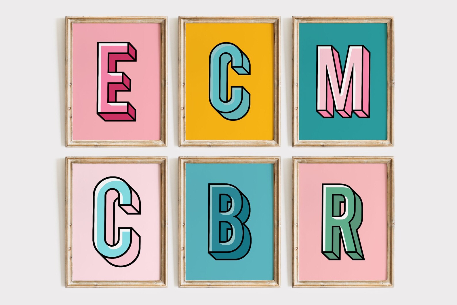 Custom Letter Print, Personalised Alphabet Print, Colourful Initials ...