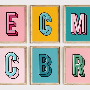 Custom Letter Print, Personalised Alphabet Print, Colourful Initials ...