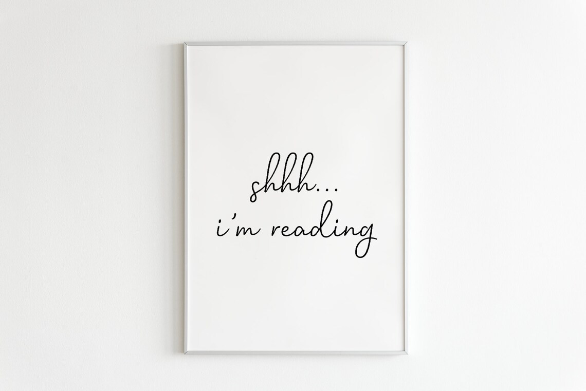 Shhh I'm Reading Pink Quote Print Design Bedroom Print | Etsy