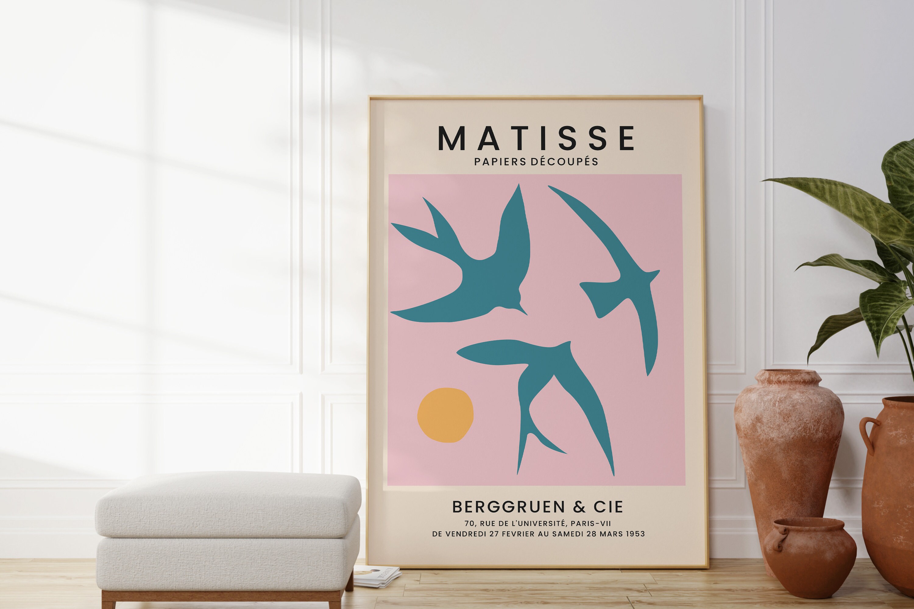 Henri Matisse Birds Print, Pink and Blue, Nature Animals, Modern ...