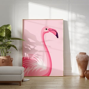 Flamingo Print, Pink Animal Poster, Fun Prints, Living Room/ Bedroom ...