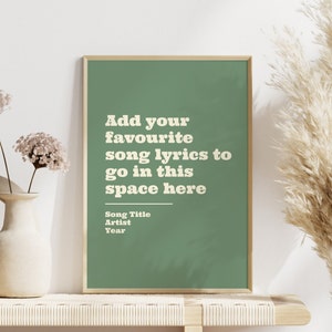 Personalised Music Poster, Custom Lyrics Print, Colourful Wall Art ...