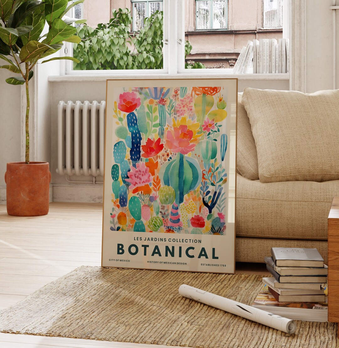 Colourful Cactus Poster, Watercolour Flowers, Botanical Illustration ...