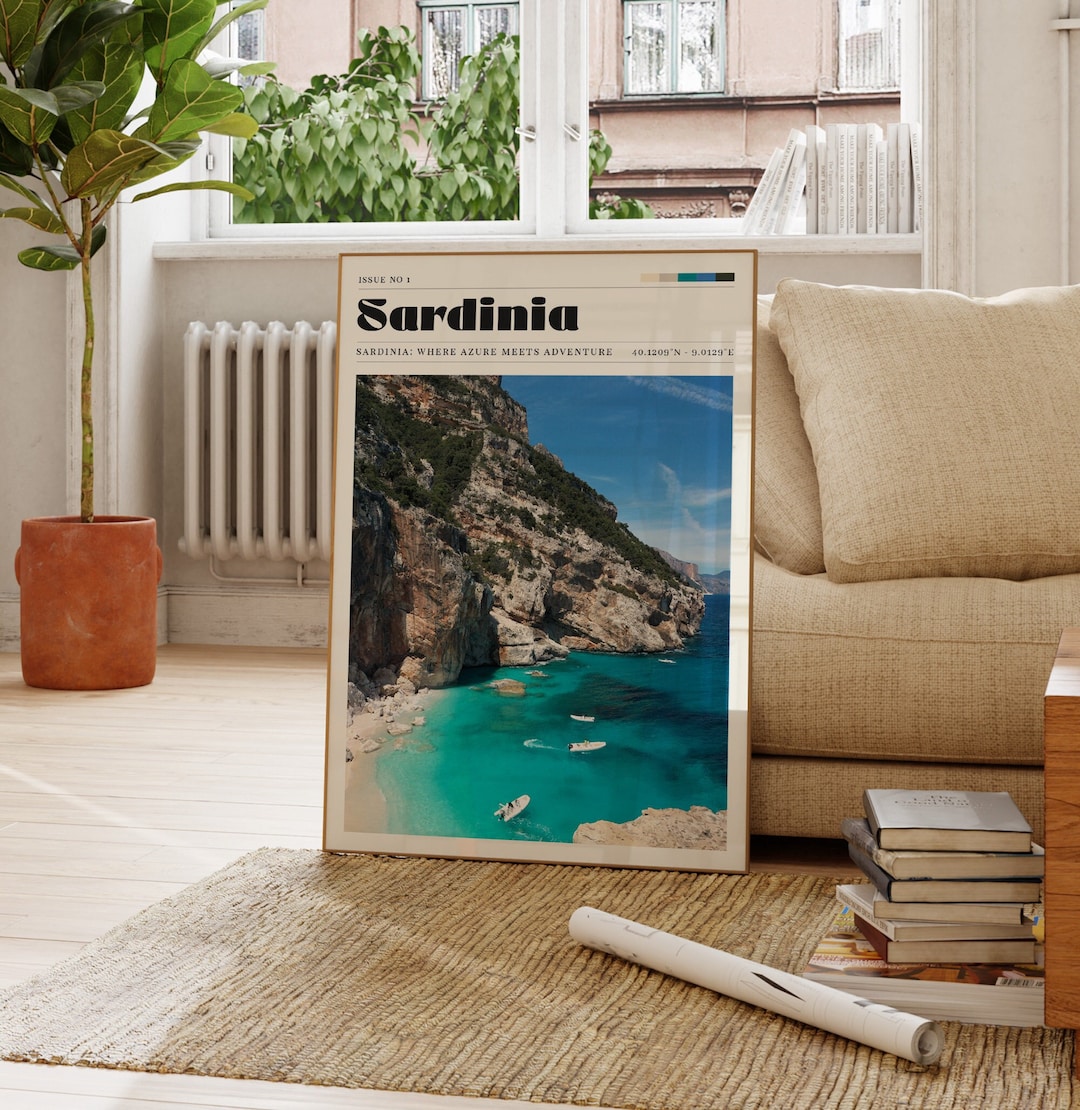 Sardinia Print, Travel Poster, Mediterranean Sea, Italy, Vintage Poster ...