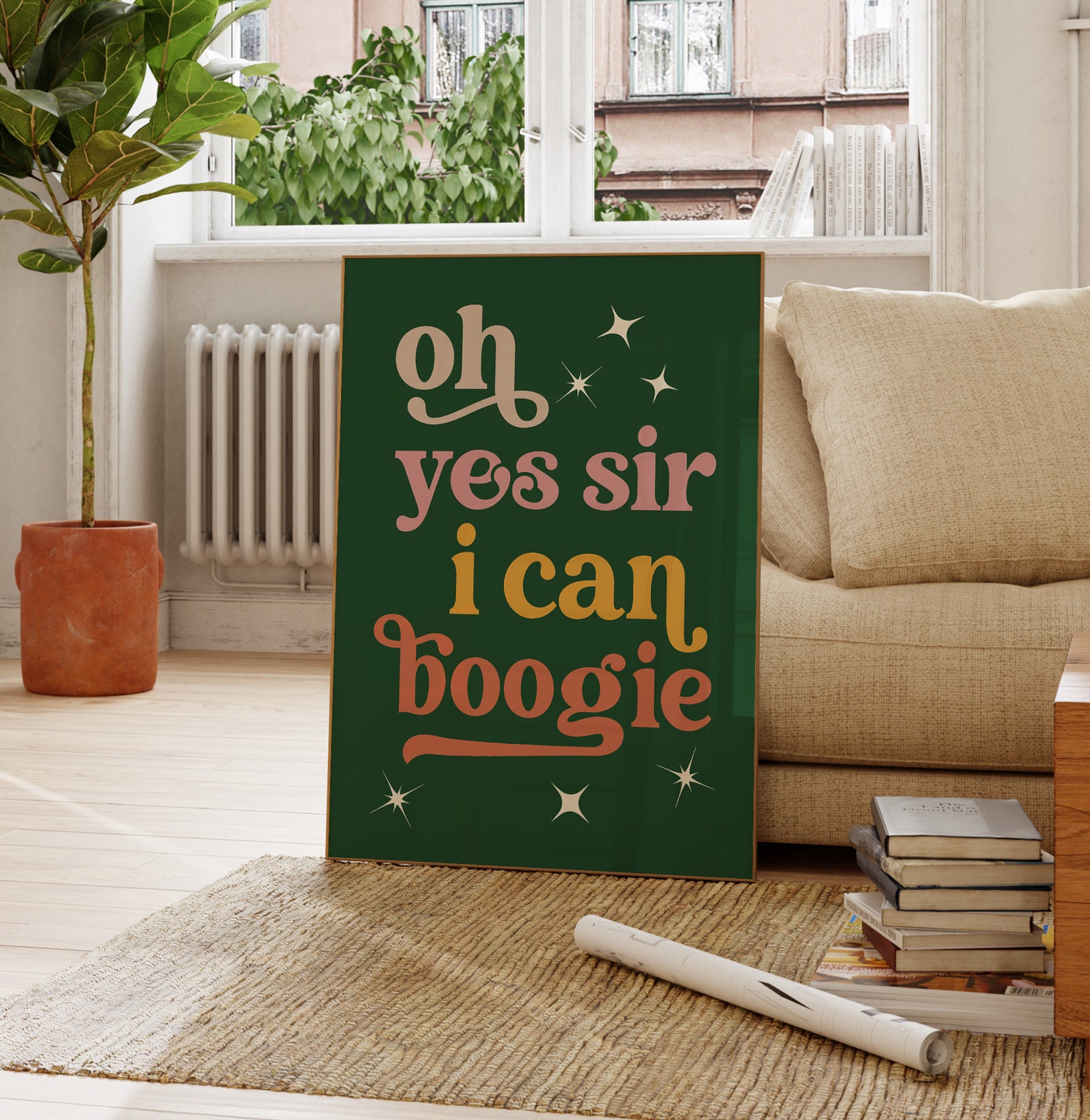 Oh Yes Sir I Can Boogie Music Print, Vintage, Retro Music Poster, Song ...