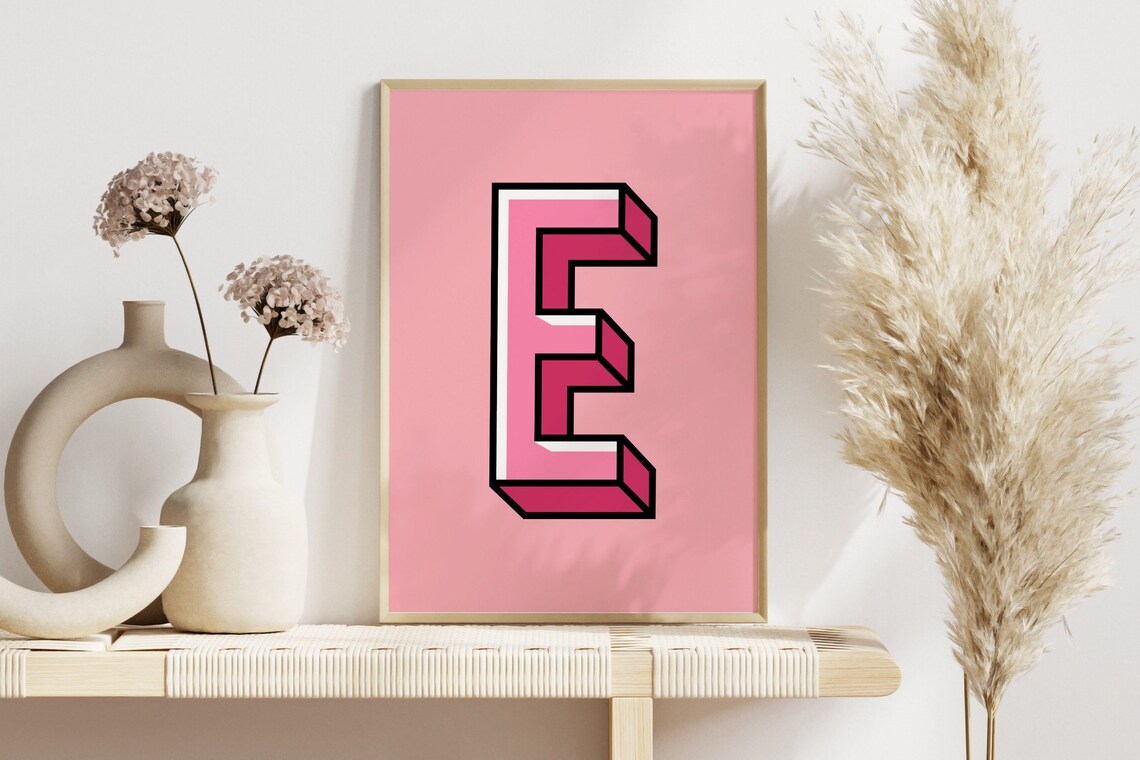 Custom Letter Print, Personalised Alphabet Print, Colourful Initials ...