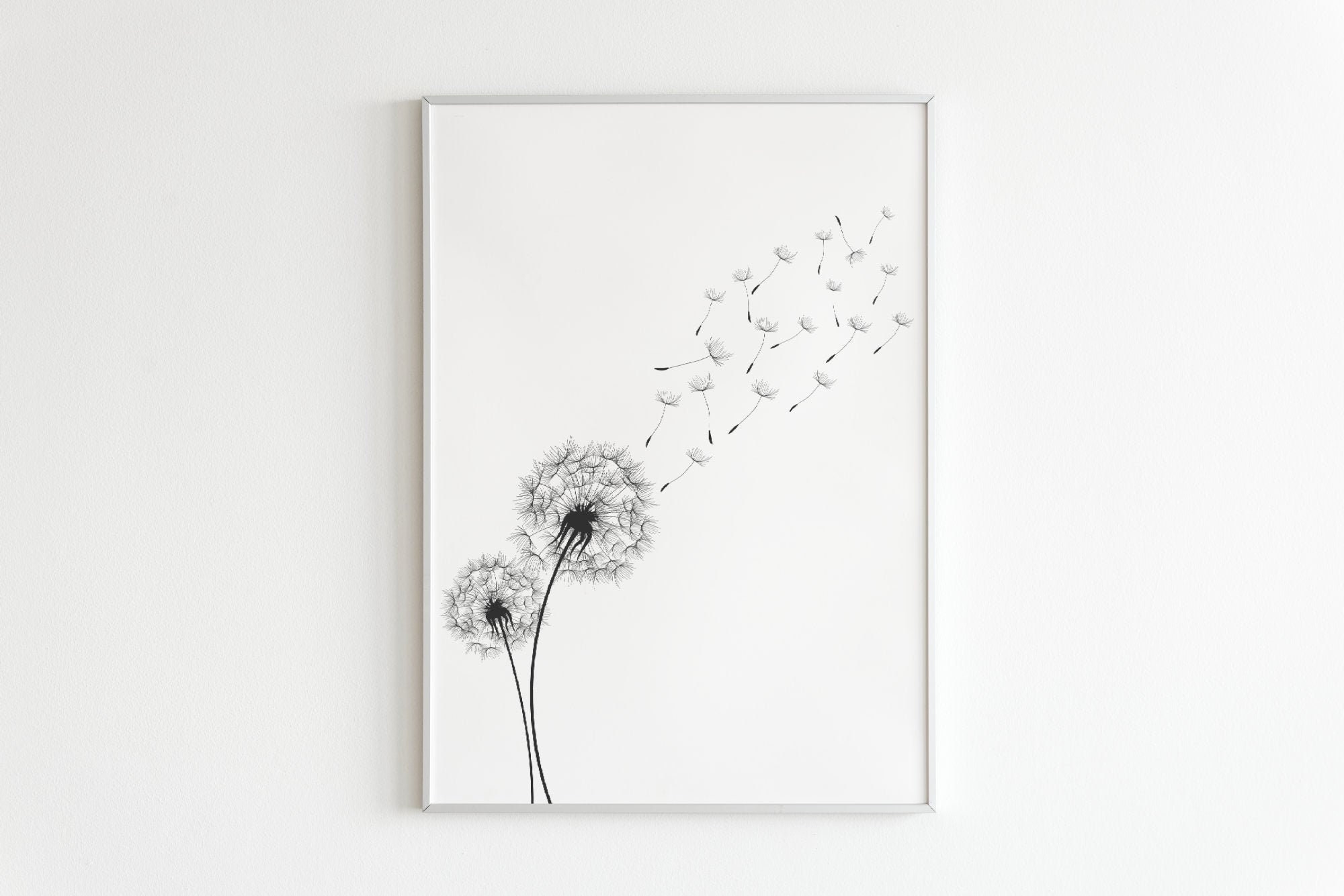 Dandelion Flower Print Black and White Poster Wall Art Home | Etsy