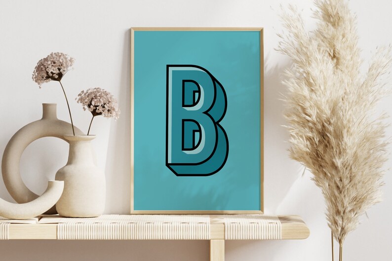 Custom Letter Print, Personalised Alphabet Print, Colourful Initials ...