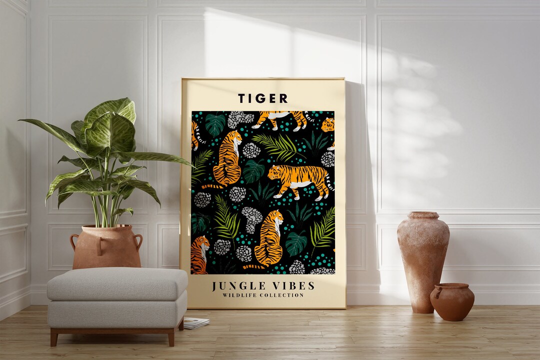 Tiger Jungle Vibes Animal Print, Tiger Wall Art, Boho Poster, Bedroom ...