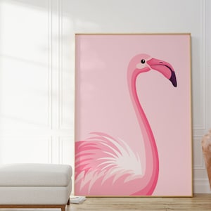 Flamingo Print, Pink Animal Poster, Fun Prints, Living Room/ Bedroom ...