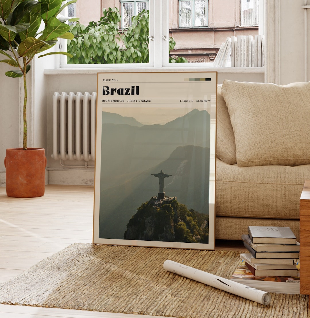 Brazil Print, South America, Travel Poster, Mountain Landscape Art ...