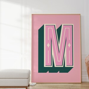 Vintage Personalised Letter Print, Custom Alphabet Poster, Gift for Her ...