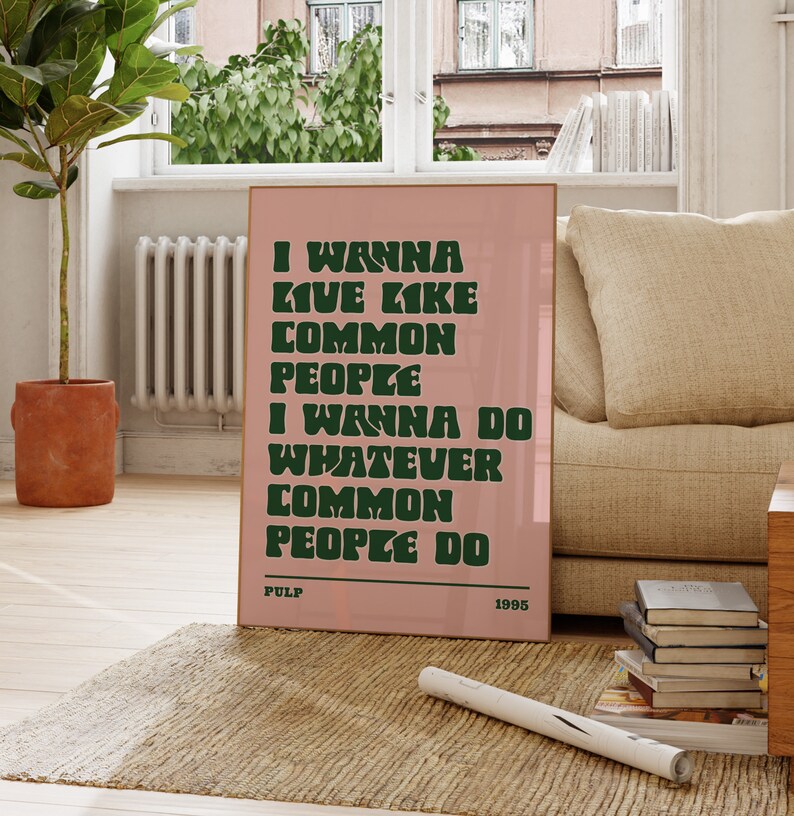Common People Pulp Music Poster, 90's Music Prints, Personalised Gift ...