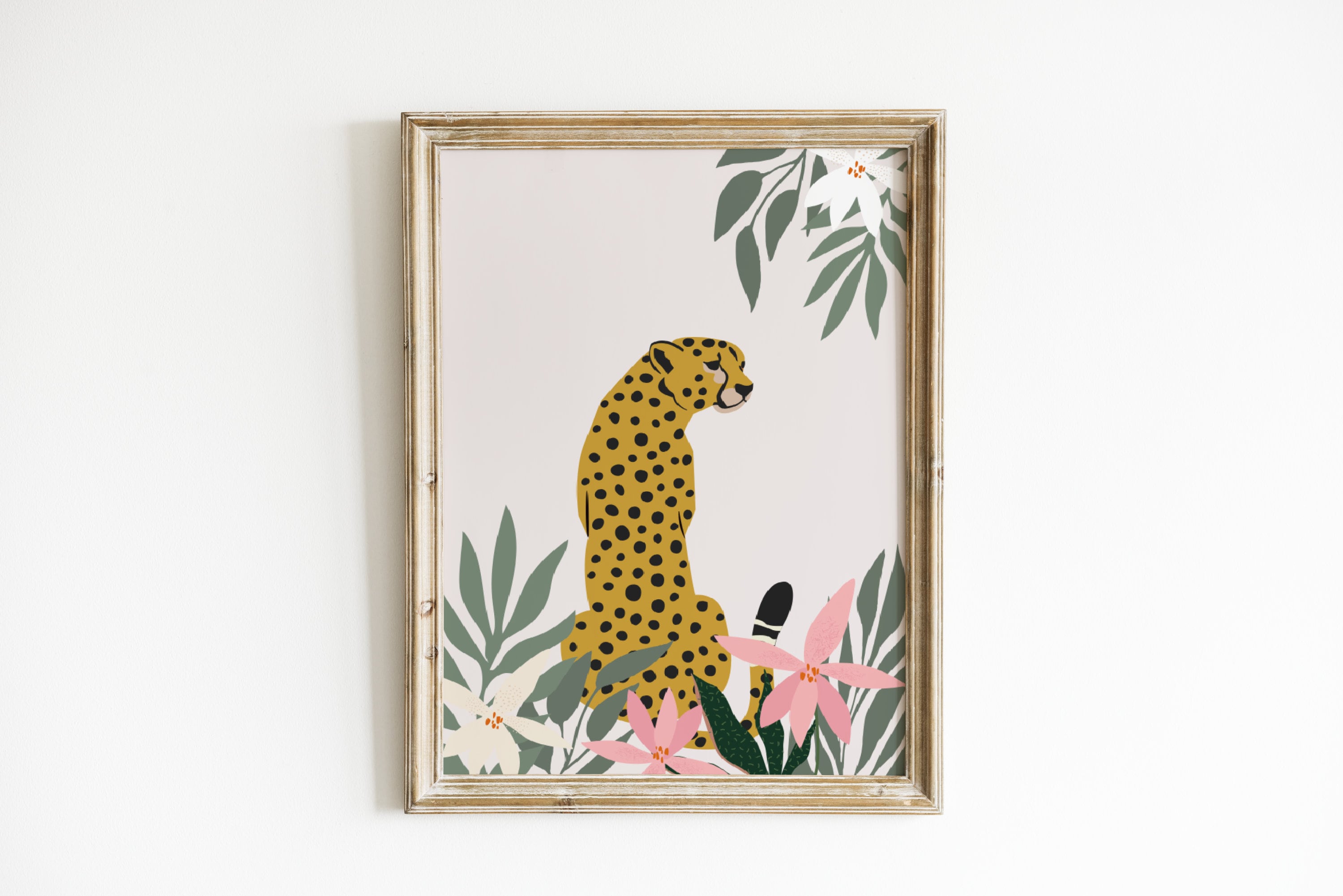 Leopard and Flowers Jungle Print Boho Home Decor Animal - Etsy UK
