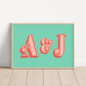 Couples Personalised Letter Print, Anniversary Gift, Custom Alphabet ...