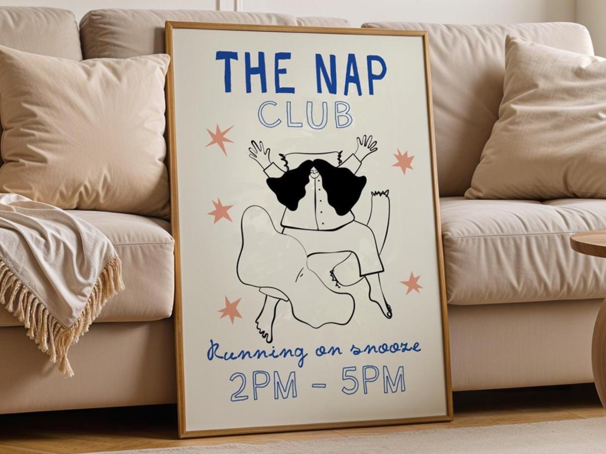 Nap Club Poster, Funny Sleep Quote Wall Art, Cozy Bedroom Decor ...
