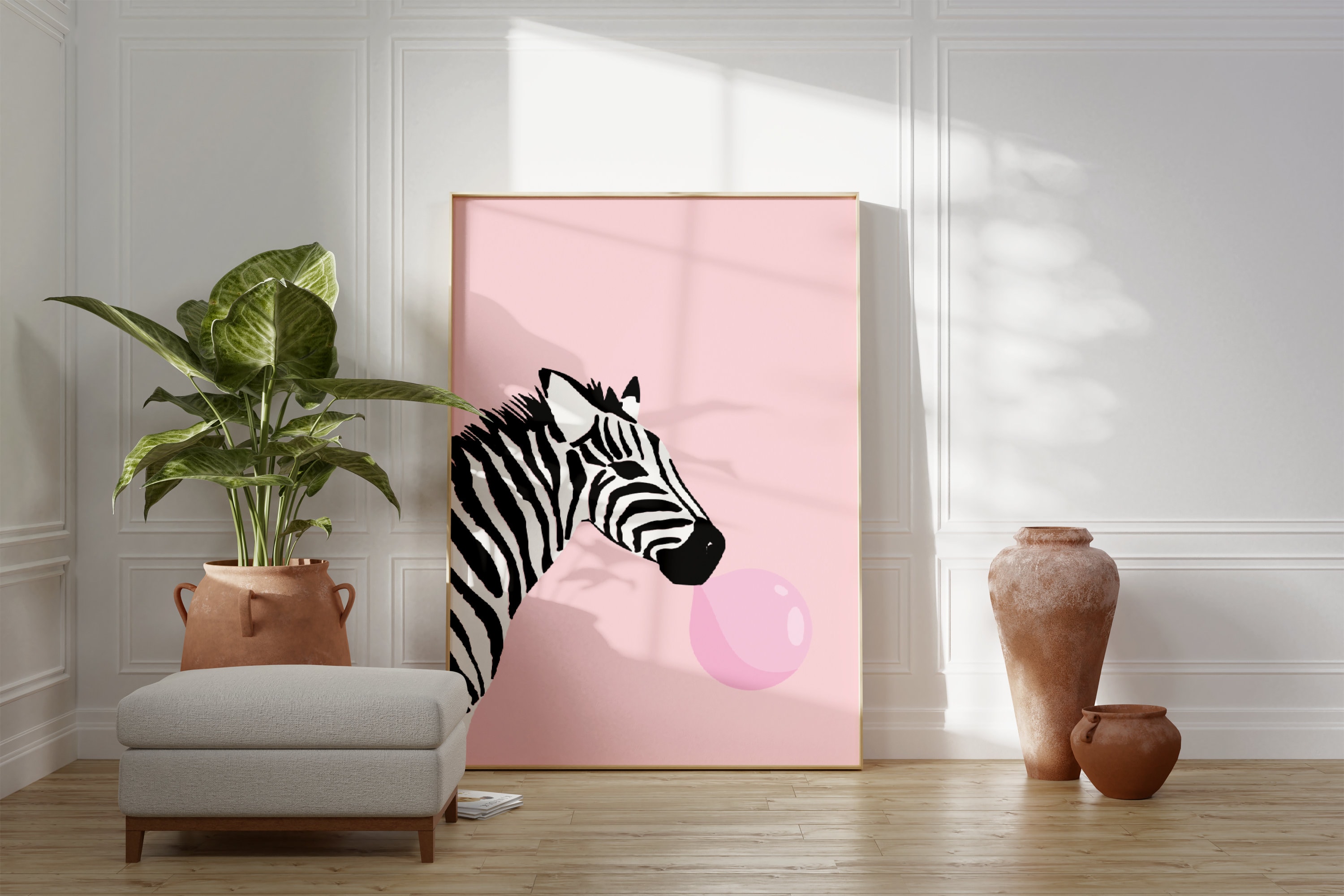 Pink Zebra Print Room
