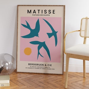 Henri Matisse Birds Print, Pink and Blue, Nature Animals, Modern ...