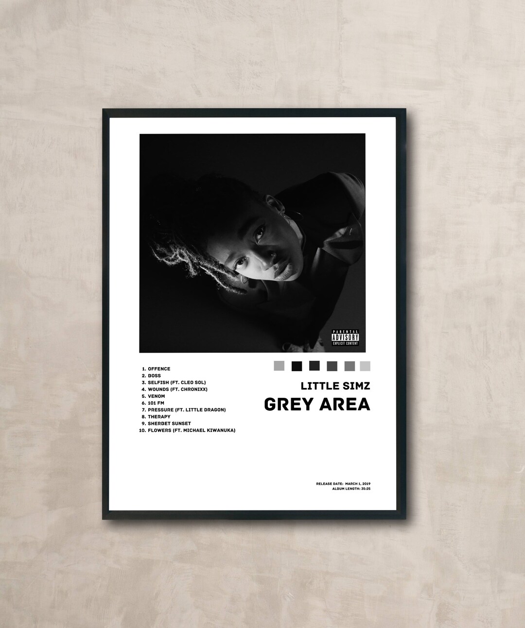 LITTLE SIMZ GREY Area Album Poster - Etsy